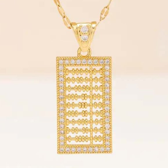 GOLDEN RHINESTONE ABACUS NECKLACE | Jewelry | Ancient Abacus Counting ...